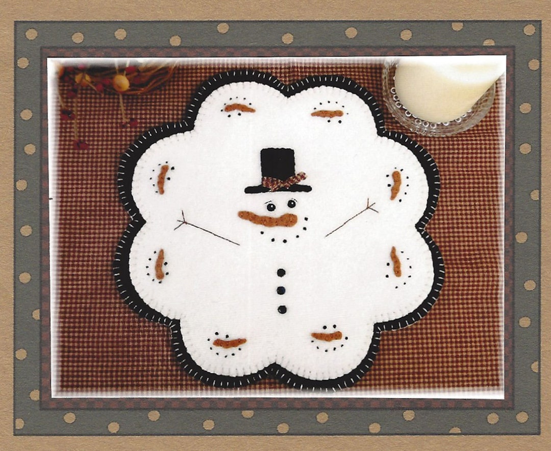 Snowman Candle Mat Wool Felt Kit - January Thaw Pattern - Etsy