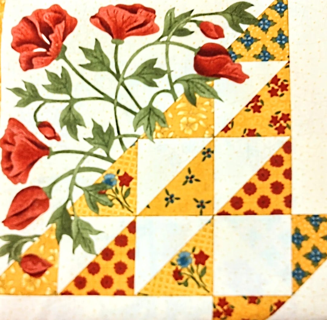 Ruby's Flower Garden Moda Fabric Bundle - Yellow Floral Cotton Quilt ...
