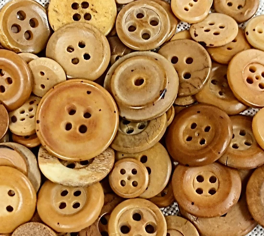 Fifty Sew Thru Bone Buttons Mixed Size Lot 10mm 3/8 18mm 3/4 Sewing ...