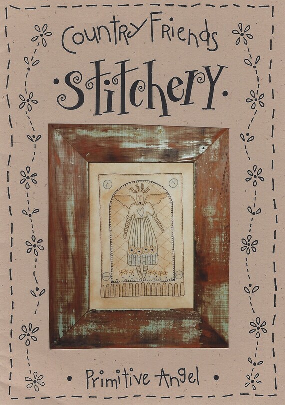 Primitive Angel Embroidery Pattern on Muslin Country Friends - Etsy
