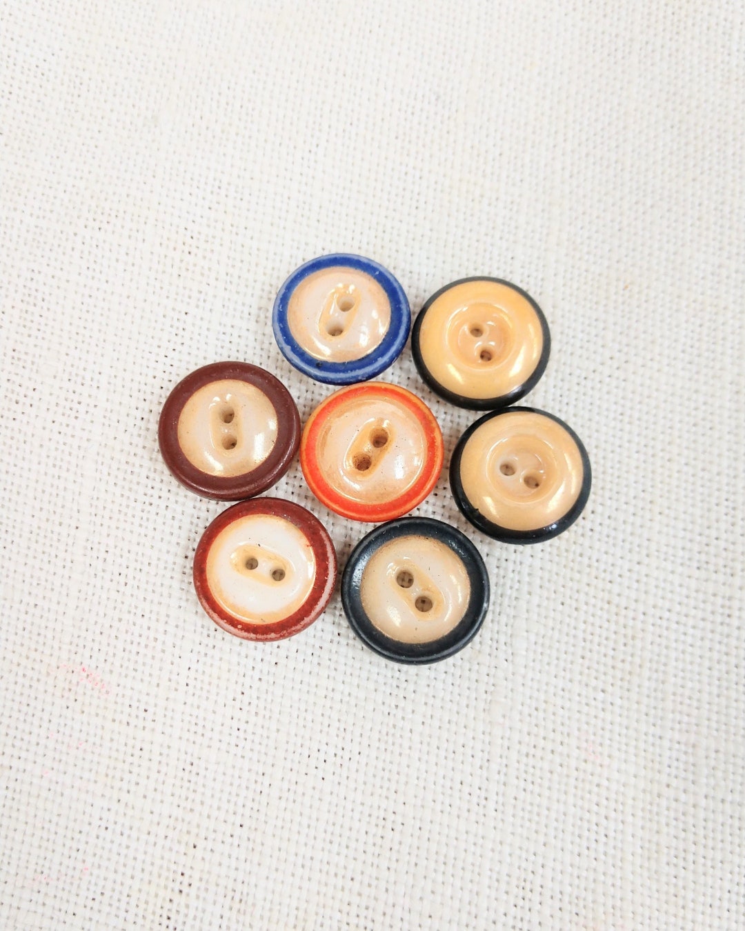 Lustered Center Oval Eye China Buttons Mixed Lot of Seven 12mm 1/2 ...