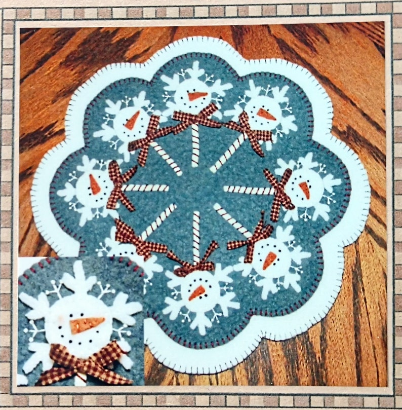 Snowman Frosty Pops Wool Felt Candle Mat Pattern Penny Lane Primitives ...