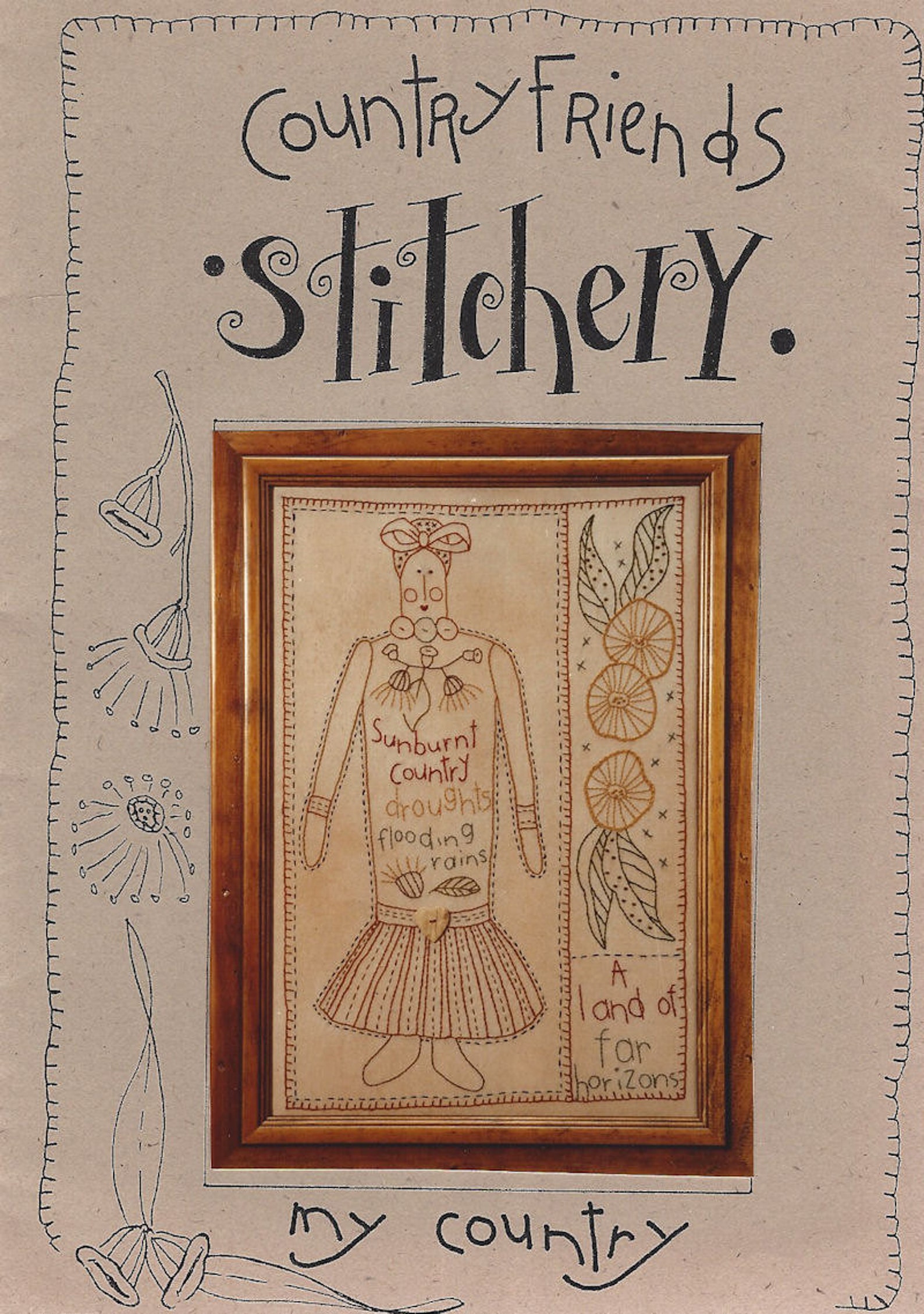 My Country Embroidery Pattern Ready to Stitch Muslin Designers Wendy ...