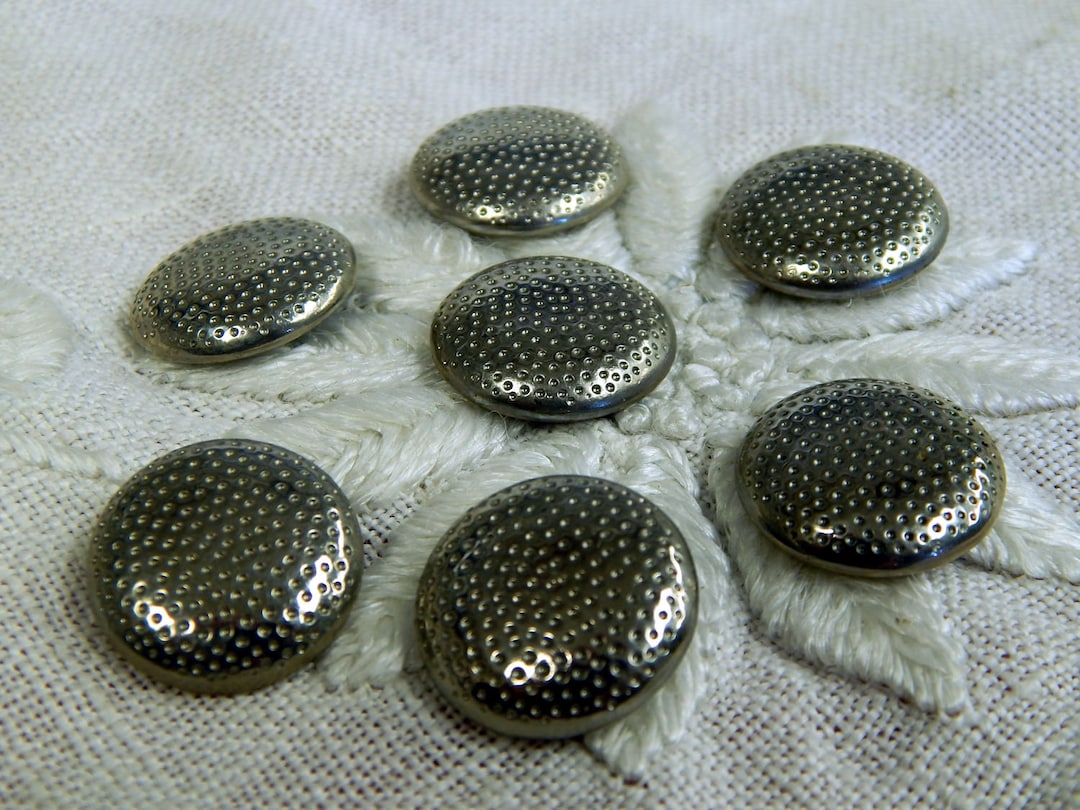 Hammered Style Metal Silver Color Buttons 19mm 3/4" Wire Back Set of ...