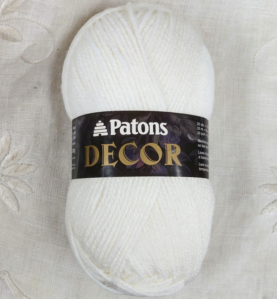 Patons Decor White Yarn Acrylic Wool Blend 3-1/2 Oz 100 Grams 210 Yards ...
