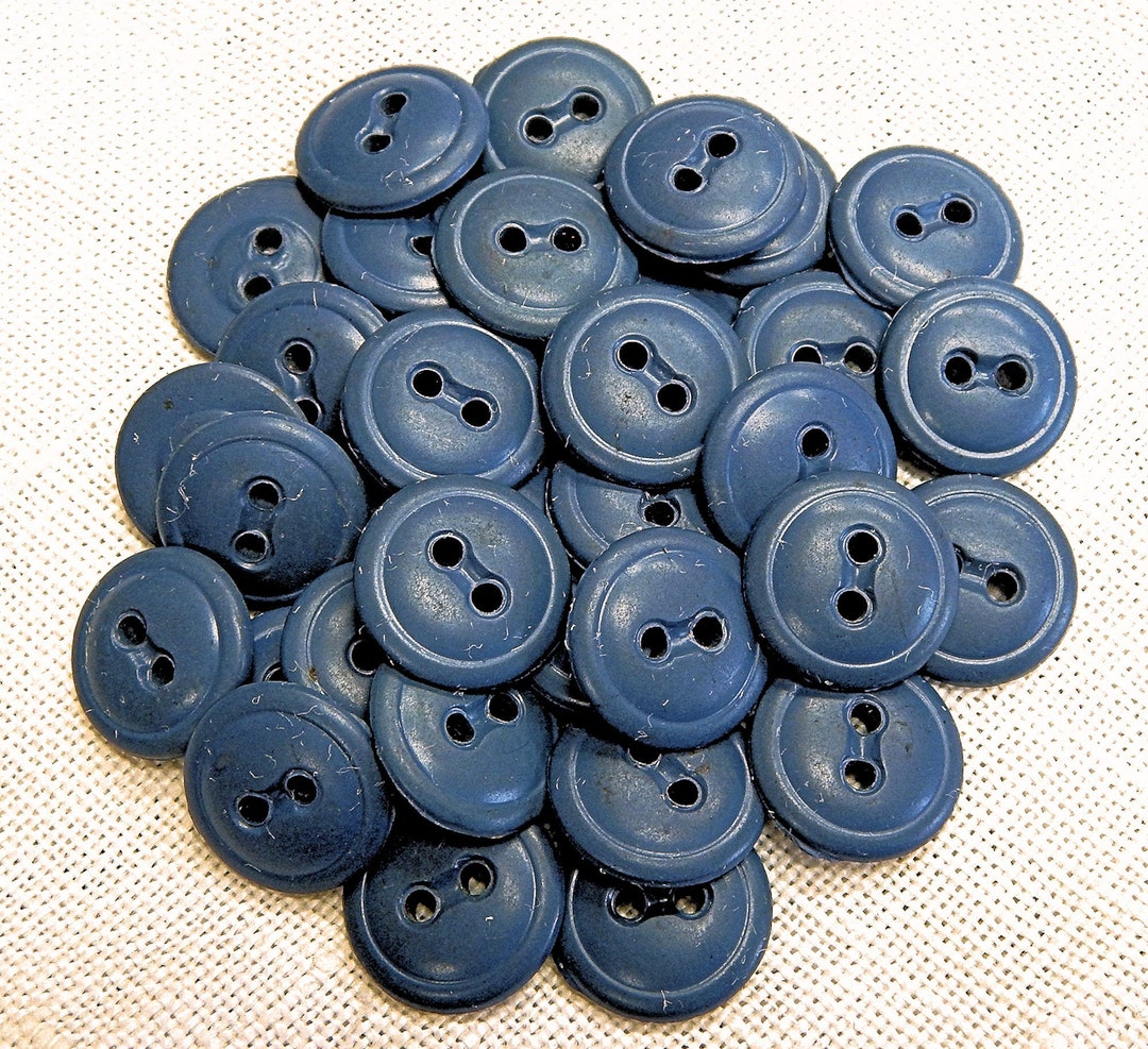 Colt #16 Slate Blue Harvard Buttons 15mm 5/8" Set of Seven Sewing Craft ...