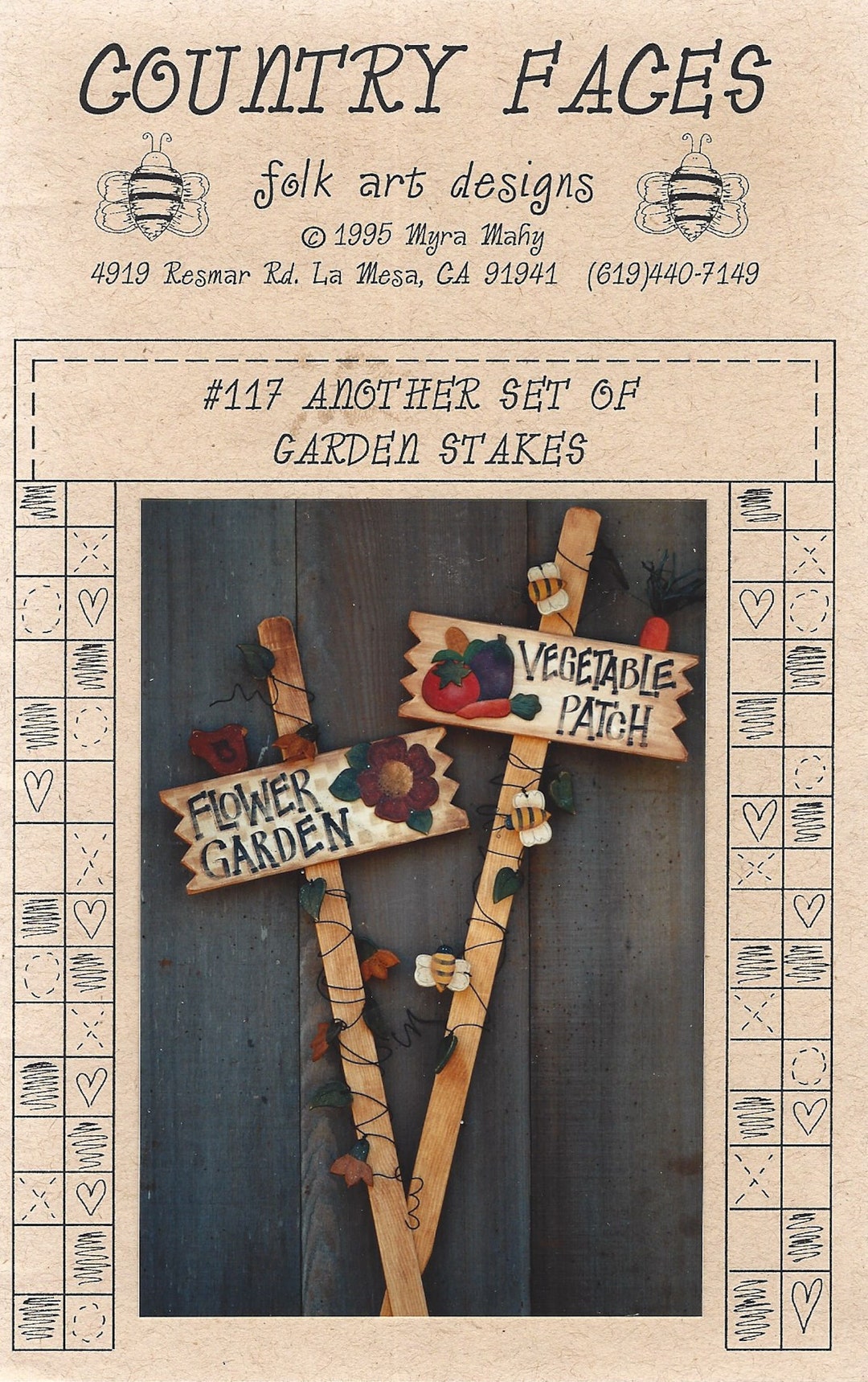 Country Faces Garden Stakes Wood Craft Painting Pattern (paper Pattern ...