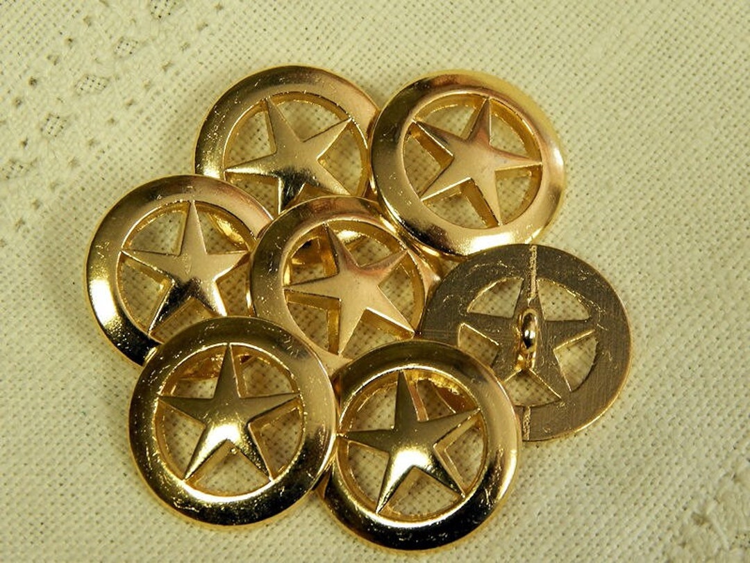 Circle Star Button Bright Gold 19mm 3/4 Made in Italy Blumenthal ...