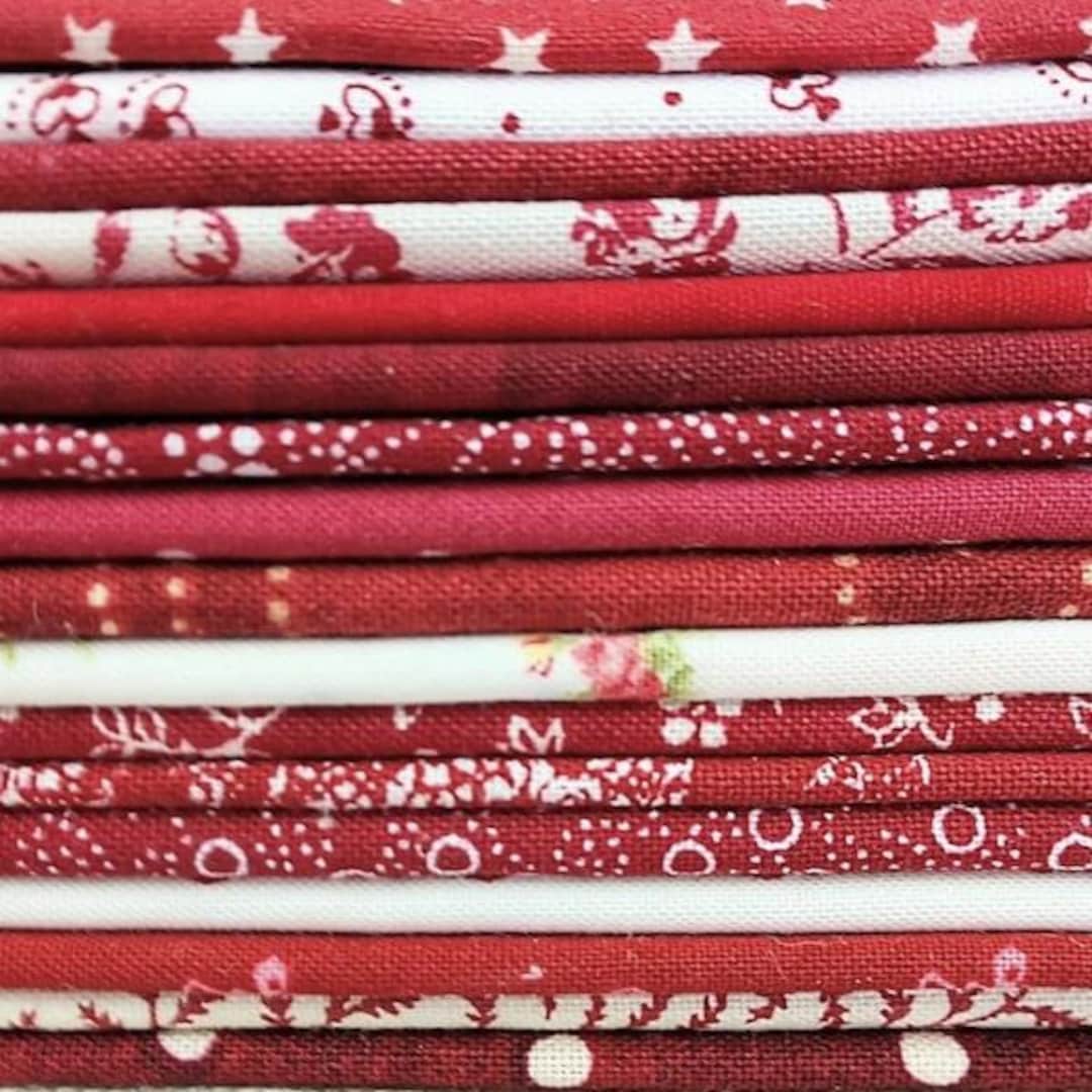 19-piece Red White Quilt Fabric Bundle 100% Cotton 8" X 20" Prints for ...