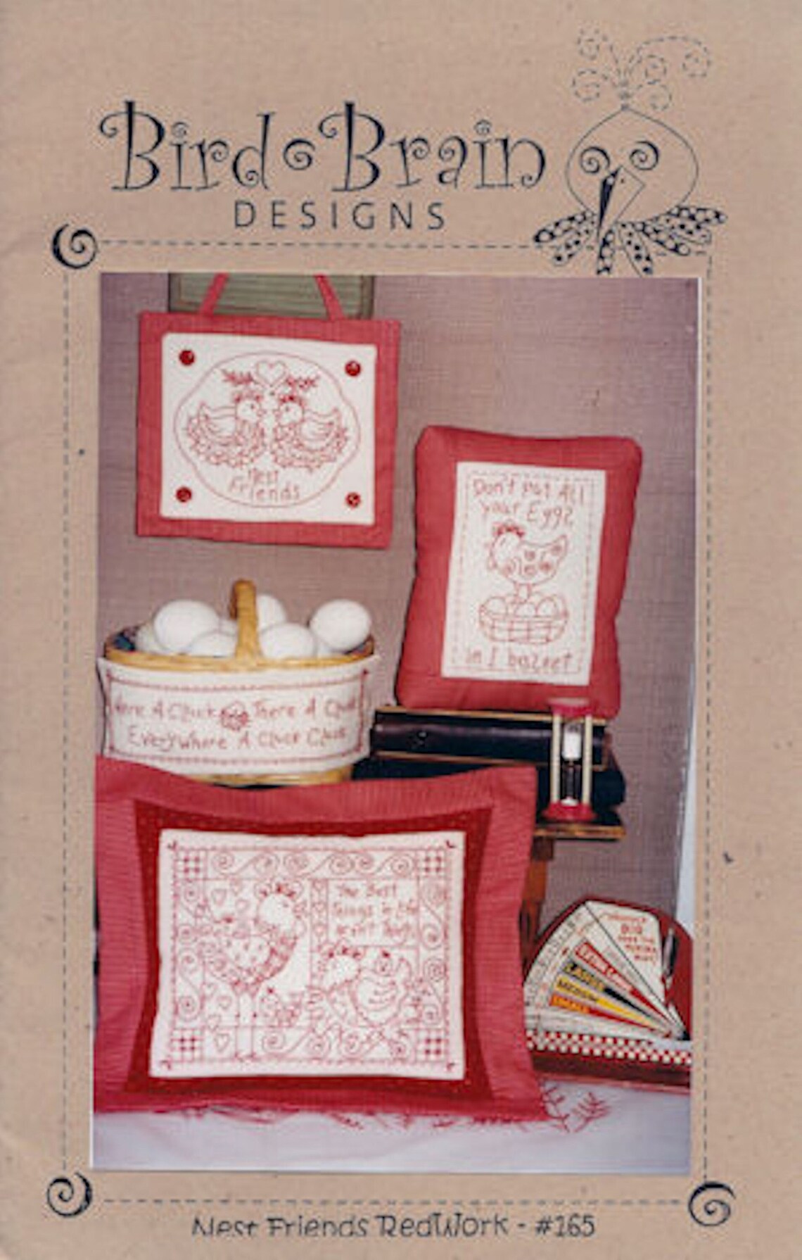 Nest Friends Redwork Embroidery Pattern BBD165 Designer Robin - Etsy