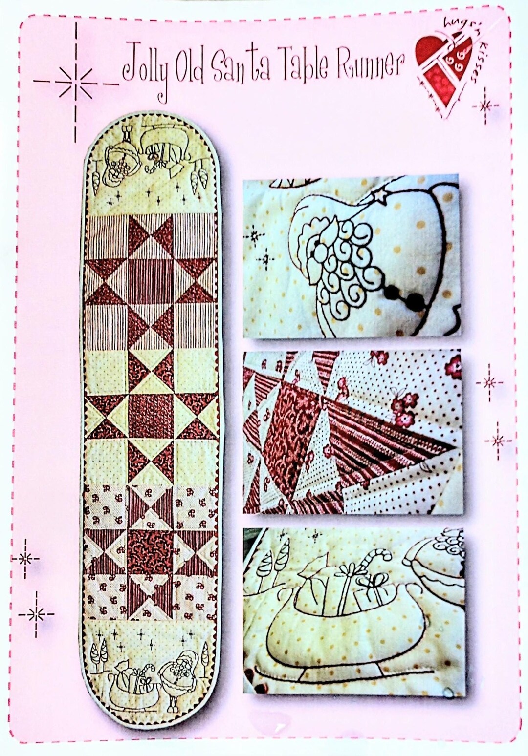 Jolly Old Santa Table Runner Sewing Pattern 12" X 55" by Hugs N Kisses ...