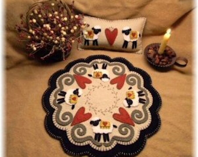 Sheep I Love Ewe Wool Felt Candle Mat Kit Pattern Wool Felt Floss - Etsy
