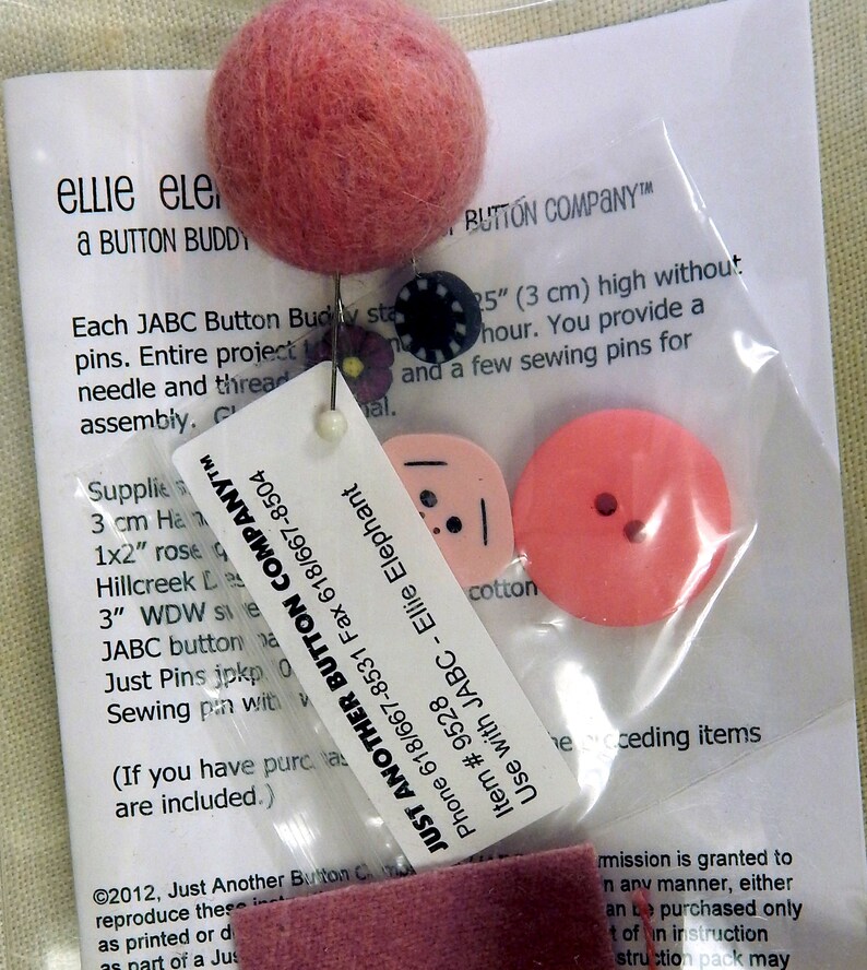 Ellie Elephant Button Buddy Kit Just Another Button Company - Etsy