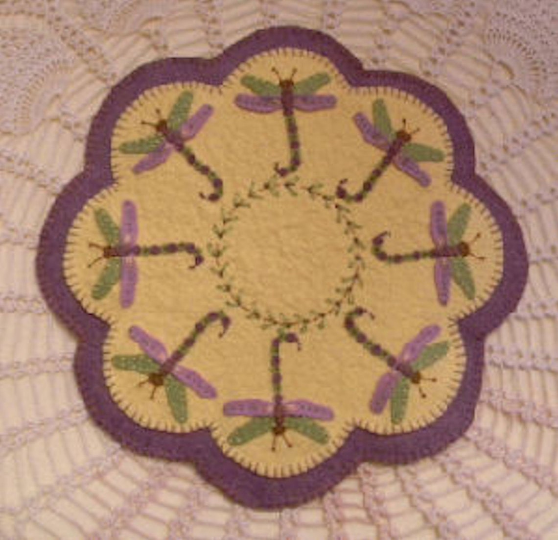 Dragonflies Wool Felt Candle Mat Kit Pattern Wool Felt Floss - Etsy