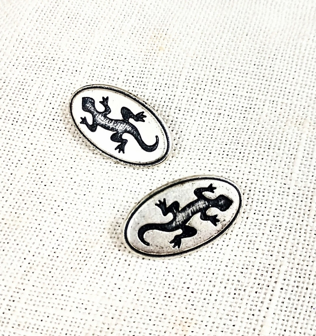 Two Metal Gecko Self Shank Buttons 12mm 1/2" X 25mm One Inch Sewing ...