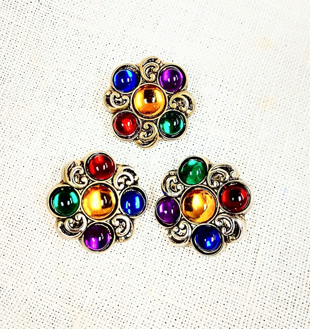 Three Jewel Tone Plastic Self Shank Buttons 26mm 1-1/32" Sewing Craft ...