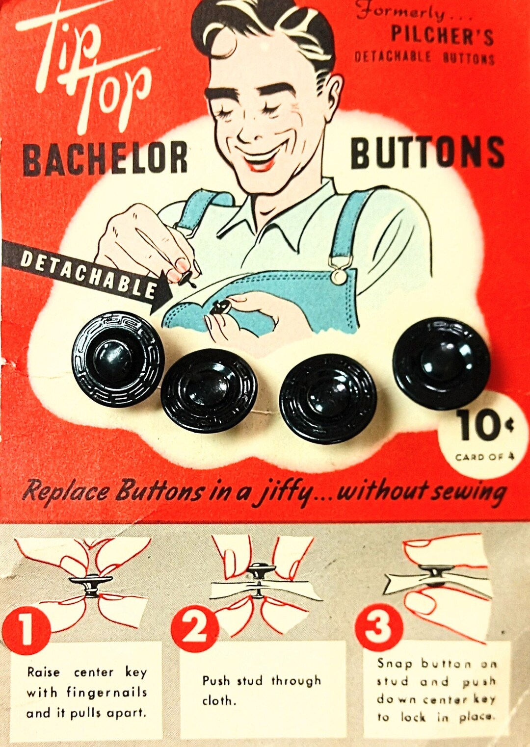Pilcher's Tip Top Detachable Bachelor Buttons Card of Four - Etsy