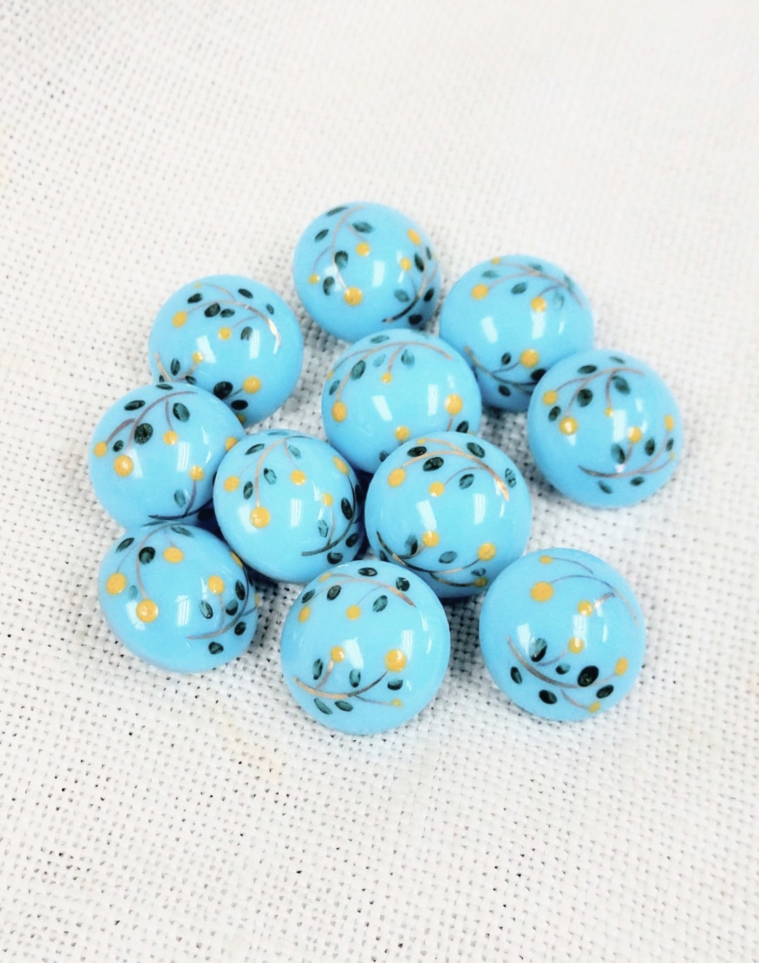 Eleven Blue Floral Glass Self Shank Buttons 12mm 1/2 Sewing Supply - Etsy