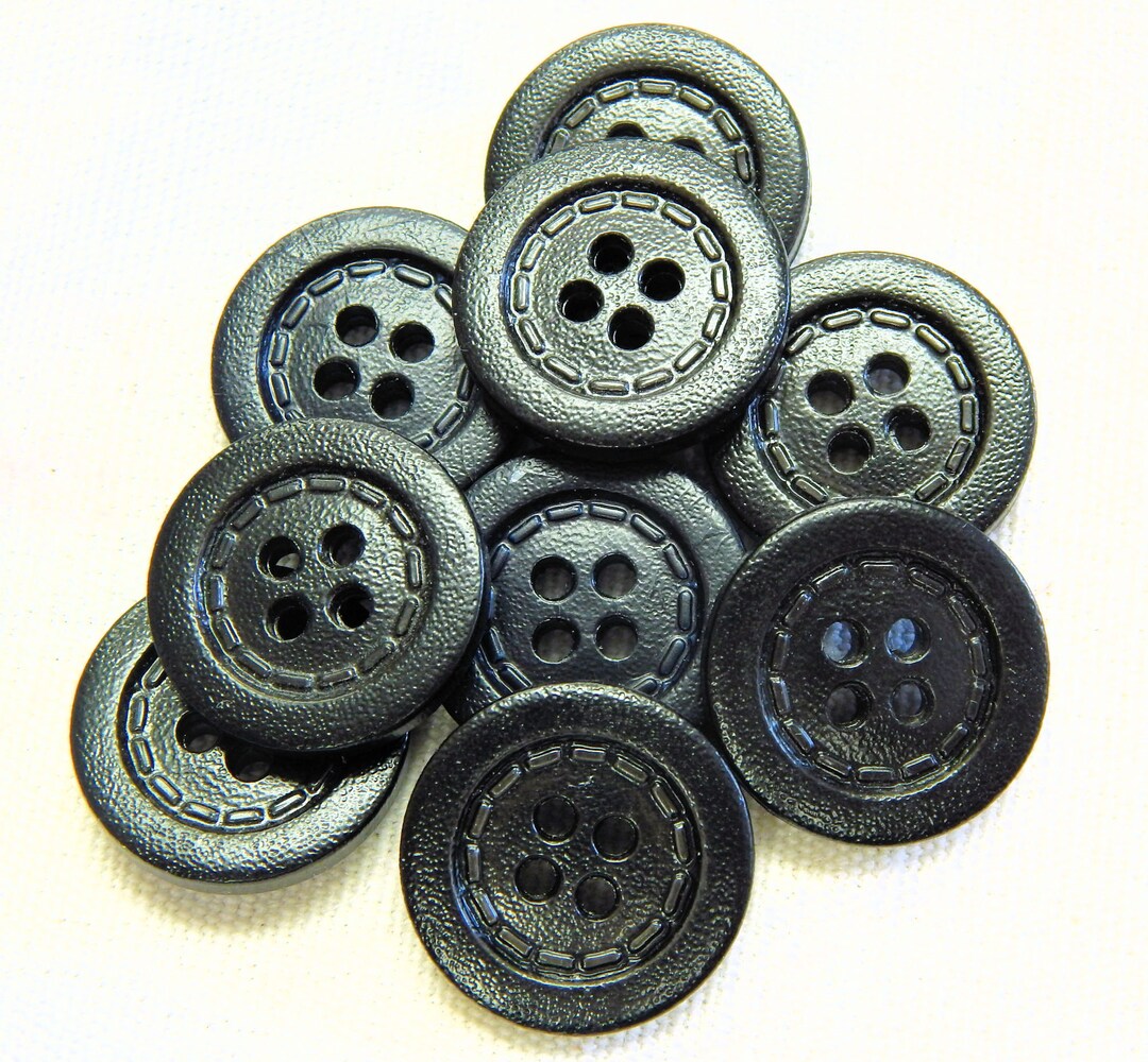Black Faux Leather 20mm Sew Thru Buttons, Set of 9 - Etsy