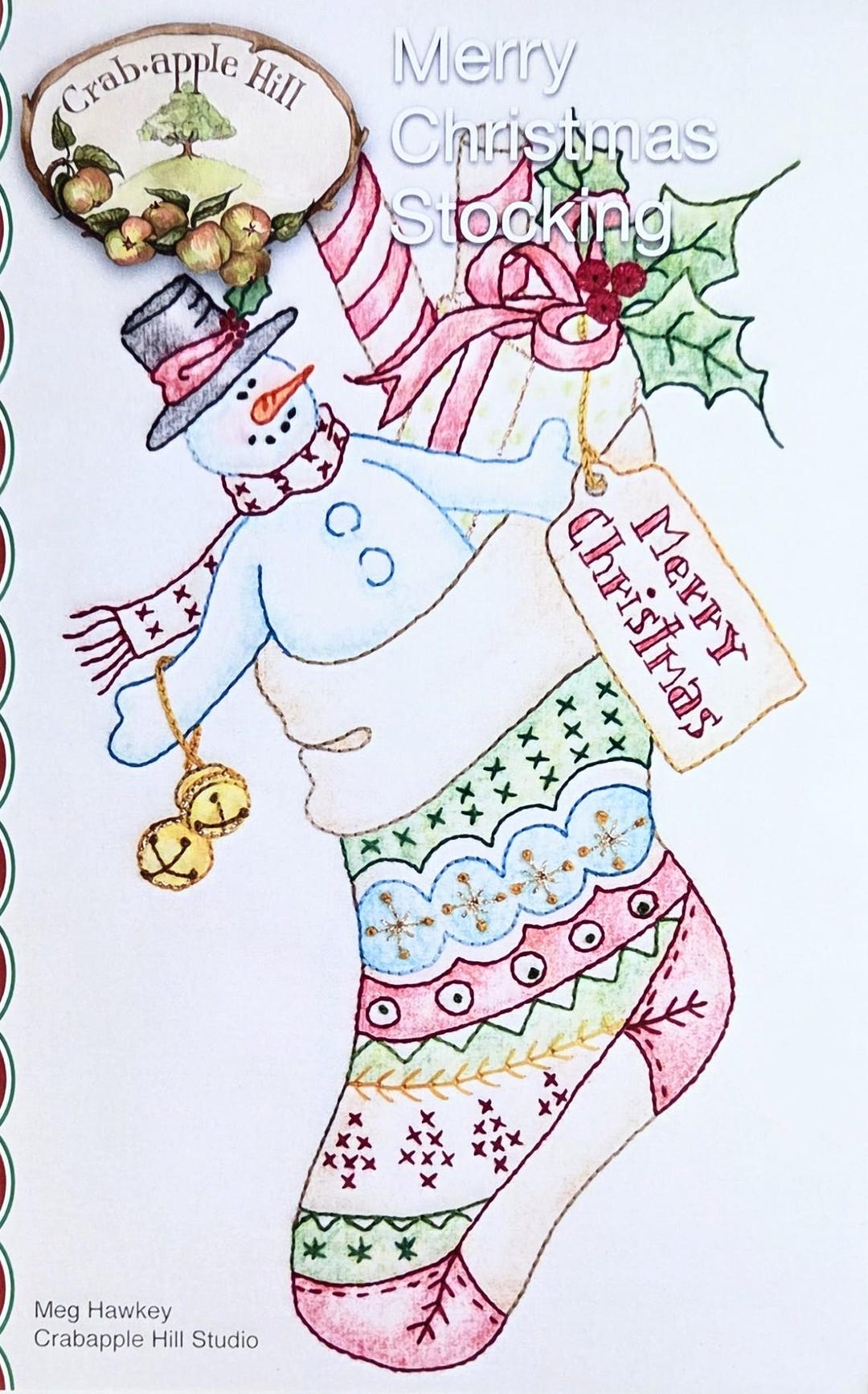 Merry Christmas Stocking Embroidery Pattern Crabapple Hill Studo ...