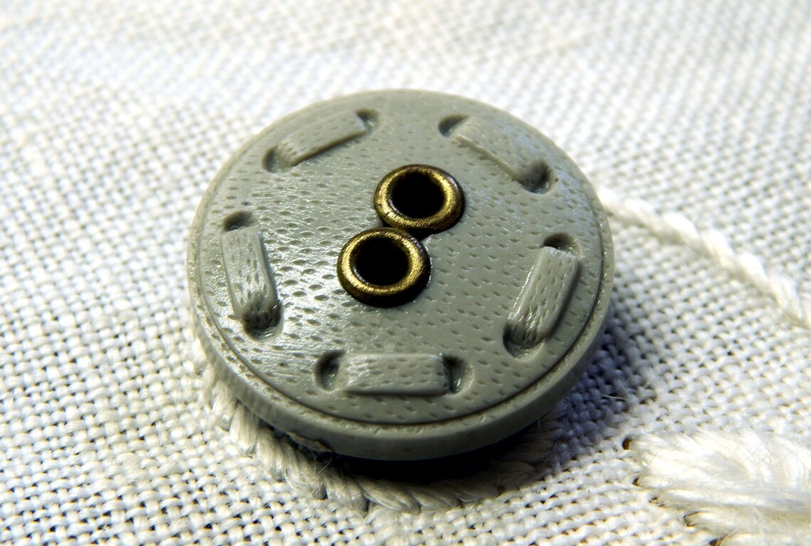 Gray Faux Leather Metal Eyelet Sew Thru Button 25mm One Inch - Etsy