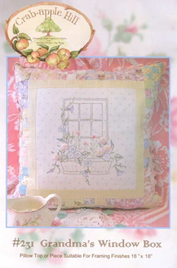 Grandma's Window Box Embroidery Sewing Pillow Top Pattern - Etsy