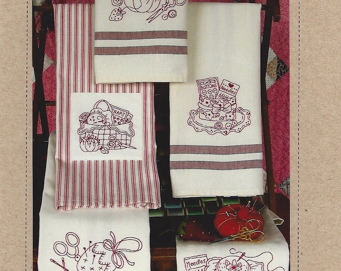 Redwork Kitchen Towel Embroidery Pattern BBD478 Designer Robin Kingsley ...