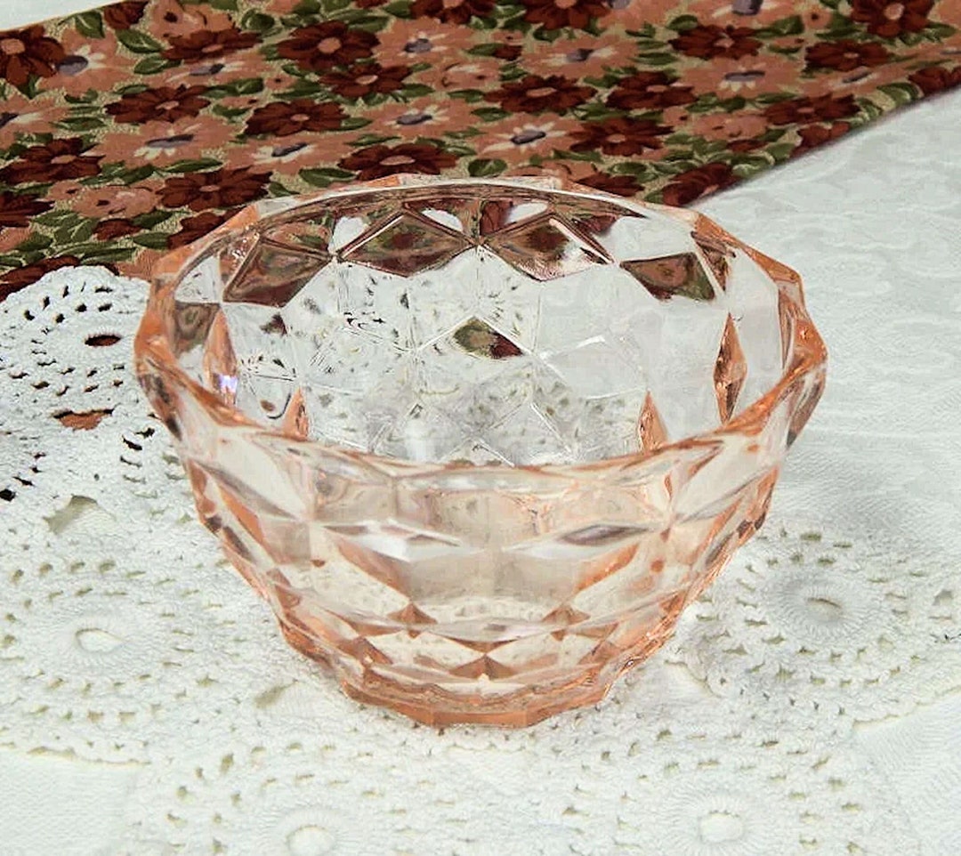 Pink Depression Glass Cube Pattern Jeanette Bowl - Etsy
