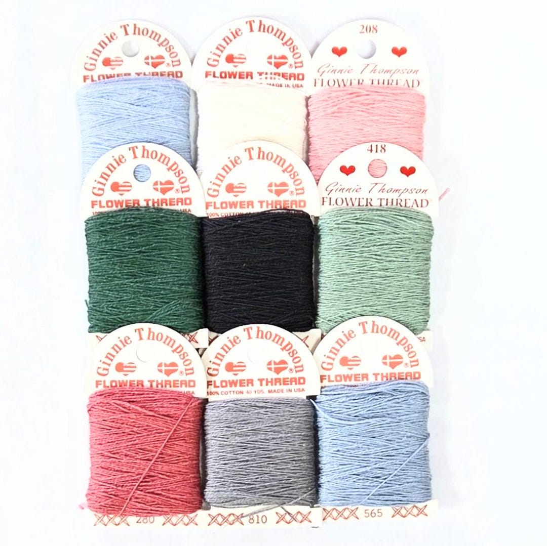 Nine Ginnie Thompson Flower Thresd Cards Embroidery Cross Stitch Supply ...