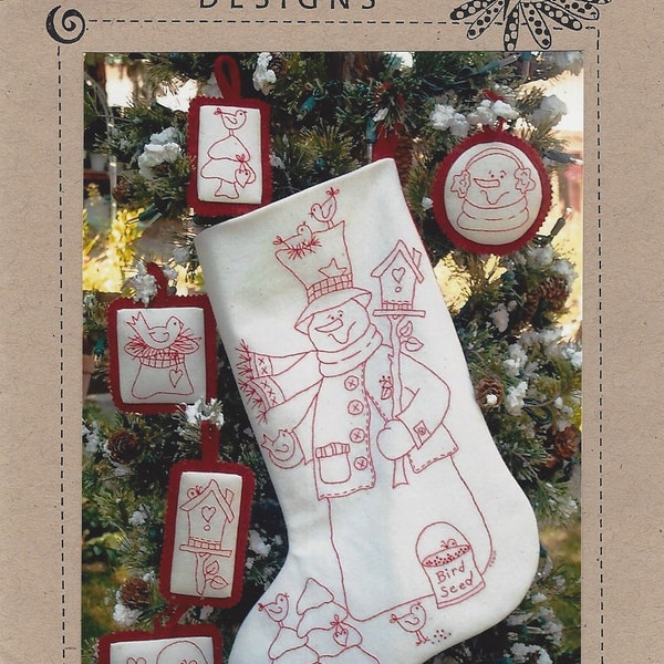 Redwork Snowman - Etsy