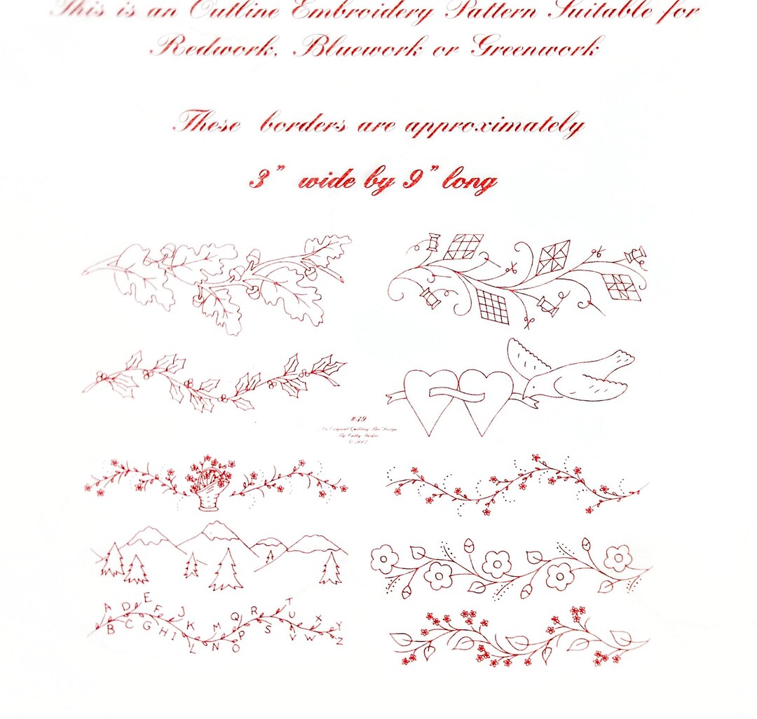 Ten Redwork Borders for Towels Pillow Cases Clothing by Cathy Parker ...