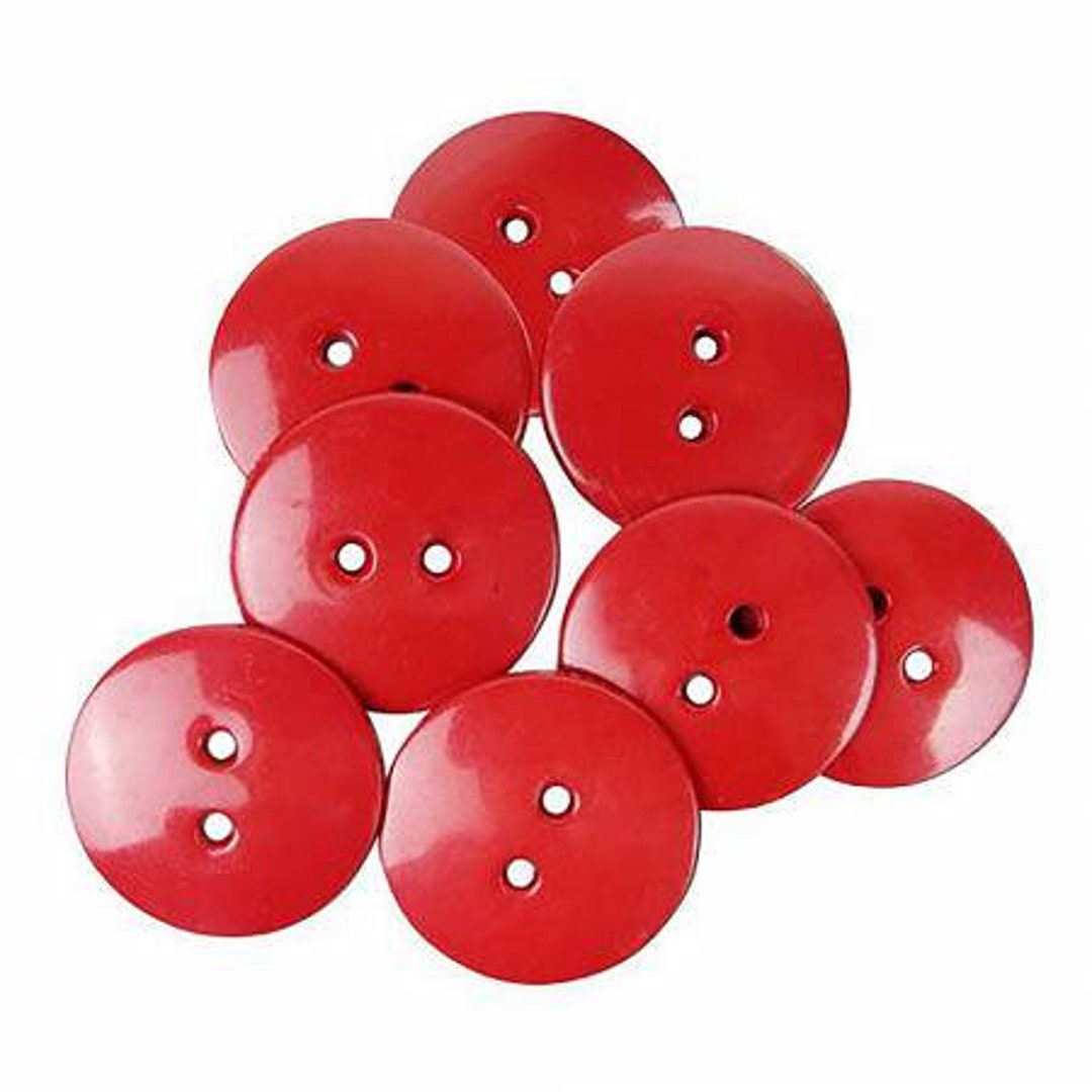 Cranberry Red Sew Thru Plastic Buttons 22mm 7/8" Package of Eight ...