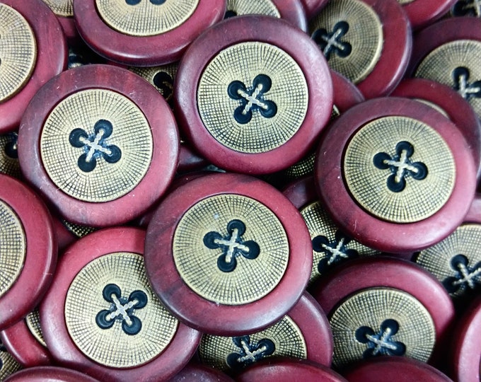 Burgundy Red Gold Cross Button Wire Loop Shank 20mm 13/16 by the Button ...