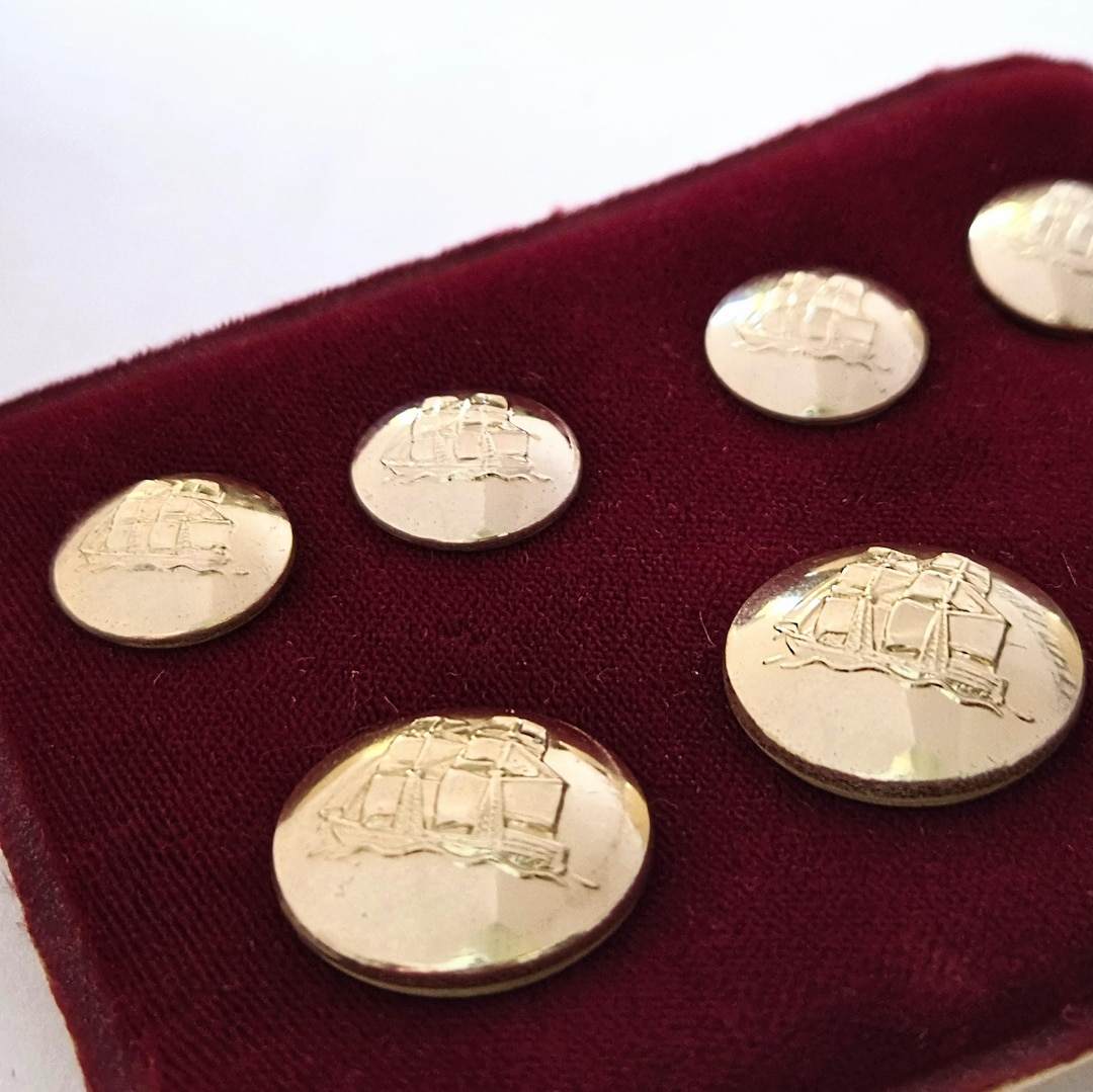 Gaunt London Brass Sailing Ship Buttons – Set of 7, Vintage Style - Etsy