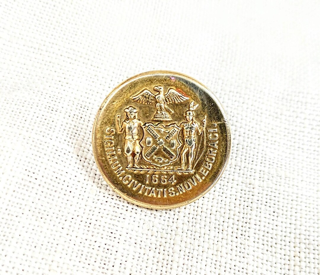 New York City Seal 1664 Sigillum Civitatis Novi Eboraci Uniform Button ...
