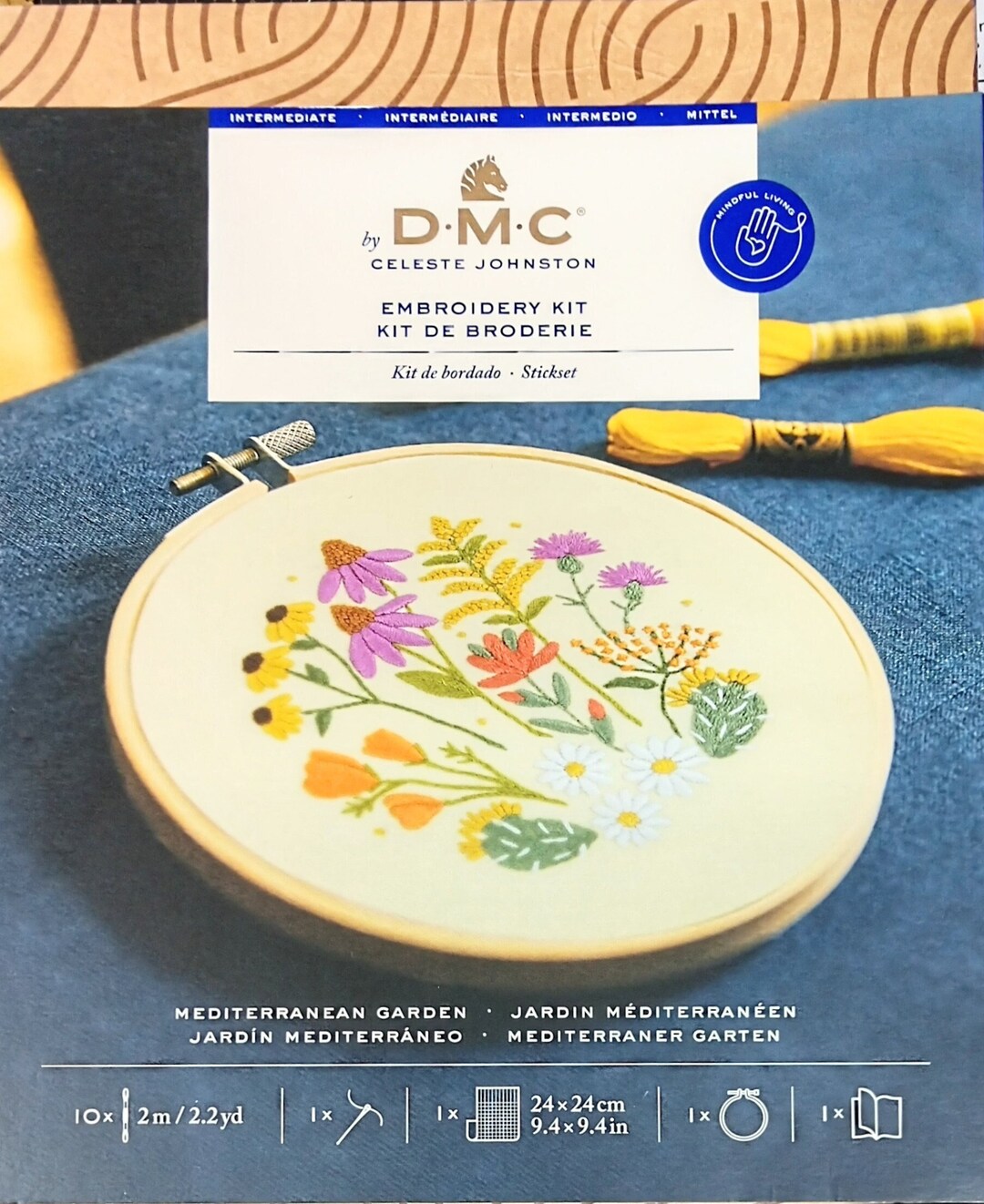DMC Mediterranean Garden Embroidery Kit Fabric Hoop Floss Needle - Etsy
