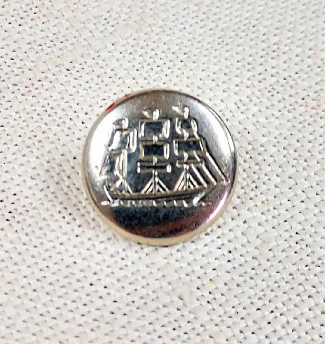 Clipper Ship Loop Shank Metal Button 15mm 5/8" Sewing Supply by the ...