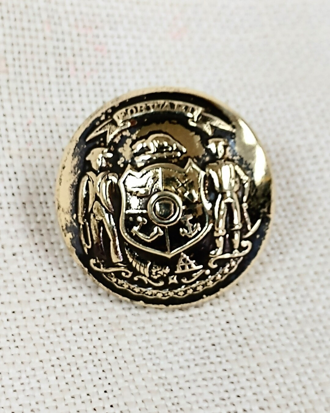 Wisconsin "forward" State Seal Metal Loop Shank Uniform Button ...