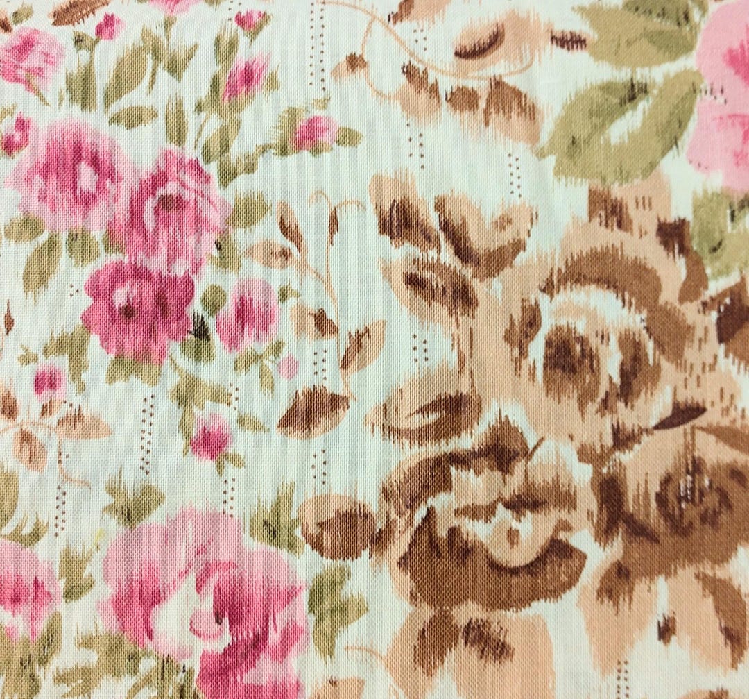 Virginia Robertson Pink Brown Floral Quilt Fabric Pattern VR99 by Fabri ...