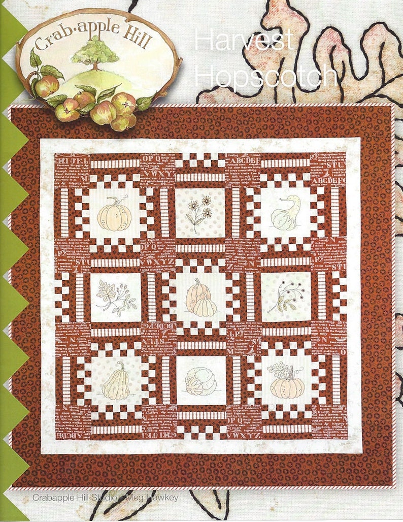 Harvest Hopscotch Embroidery Crayon Tint Quilt Pattern Crabapple Hill ...