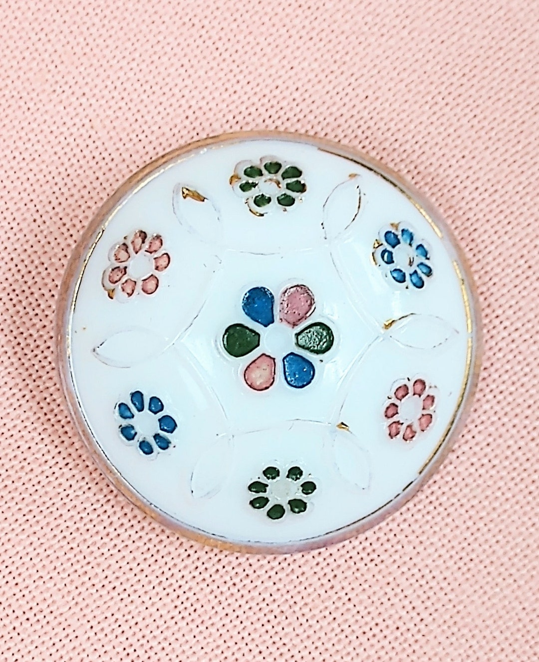 Victorian White Glass Domed Gold Rim Button 23mm 7/8" Collector Button ...