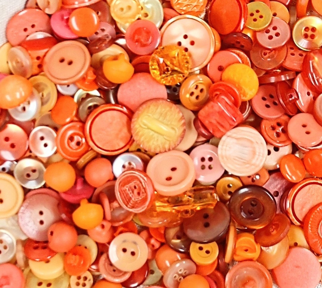 Orange Old and New Buttons Mixed Size Lot One Half-pound 12mm 1/2 28mm ...