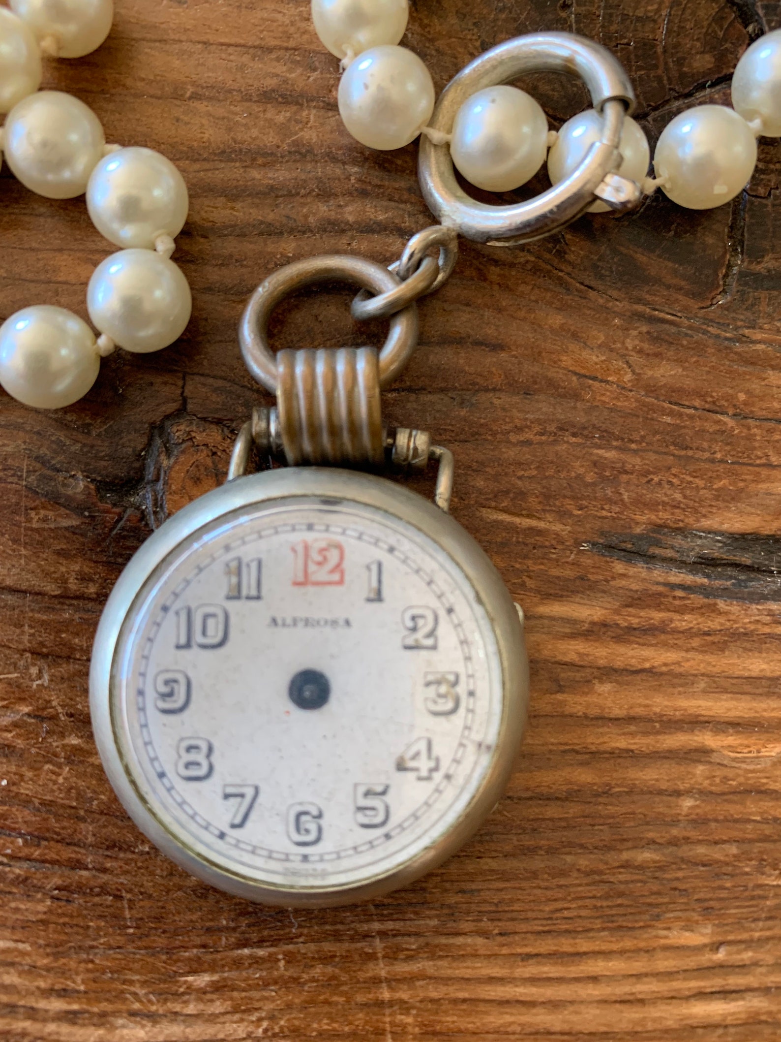 Alprosa antiguo bolsillo reloj colgante falso collar de perlas - Etsy ...