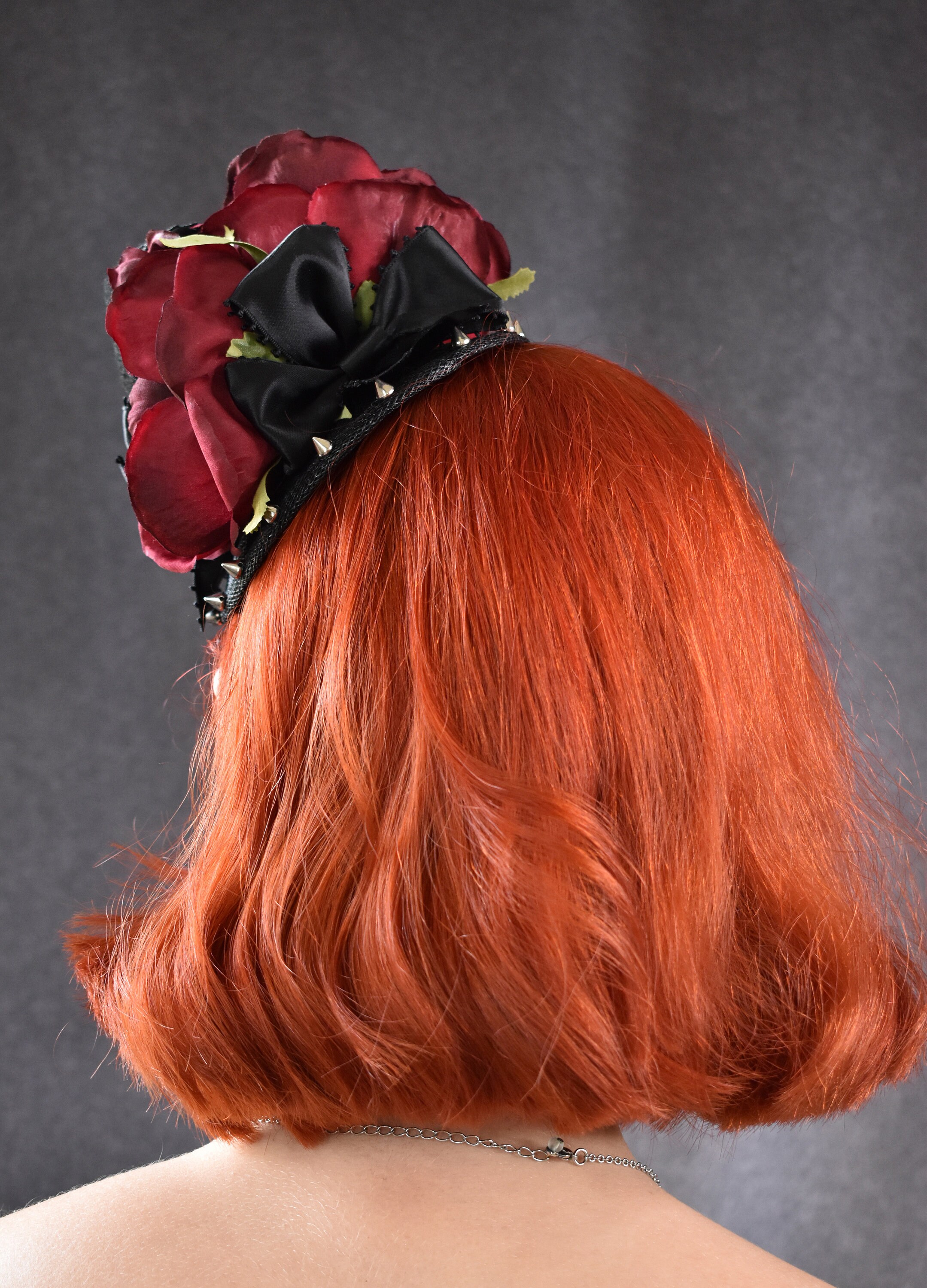 Goth Fascinator With Black Coffin Vintage Ribbons Studs and | Etsy