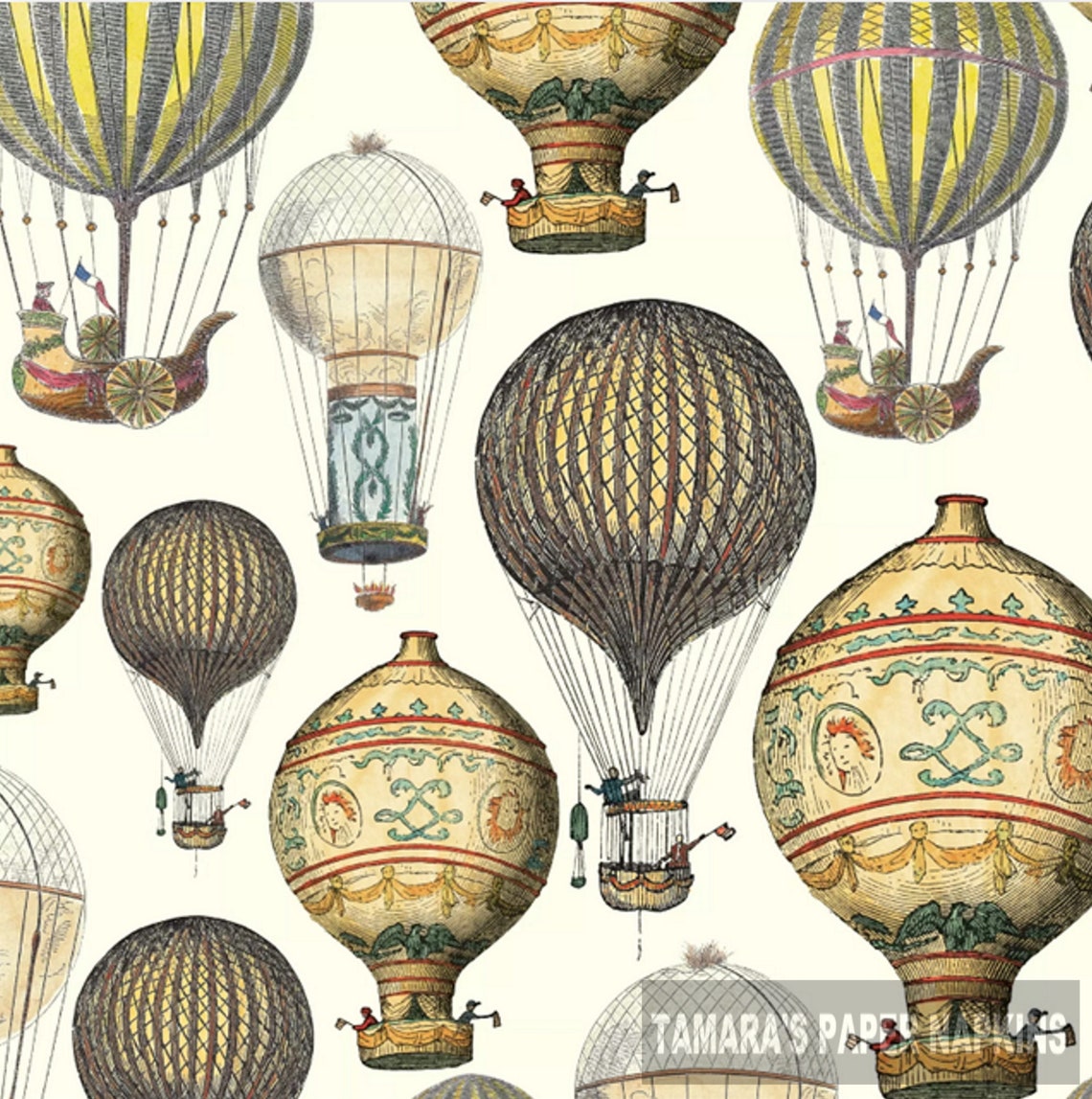 4 Decoupage Napkins MONGOLFIERE BALLOONS 1800 Designs | Etsy