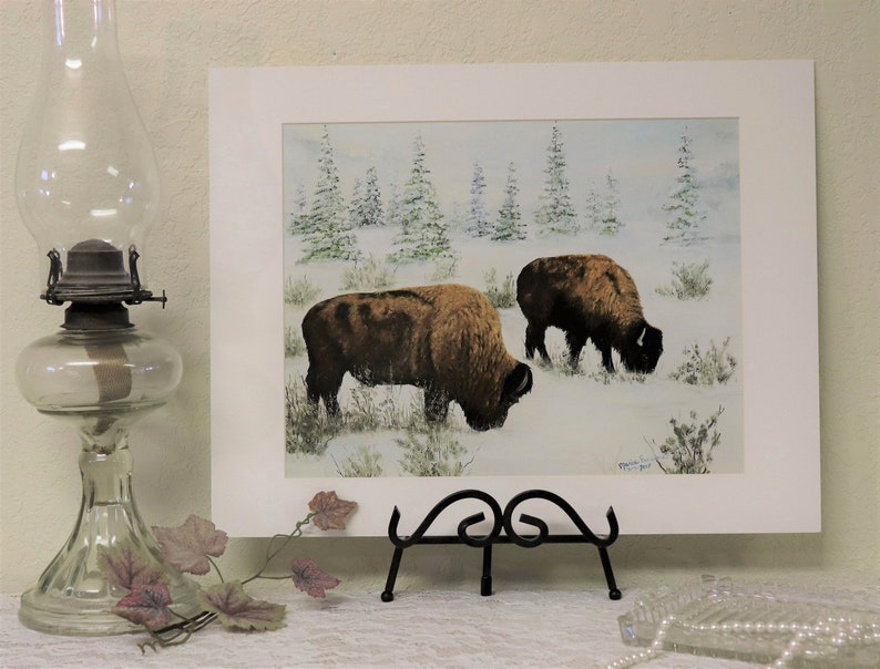 Buffalo Art Print, Western Wildlife Art Print, Matted and Signed Art ...