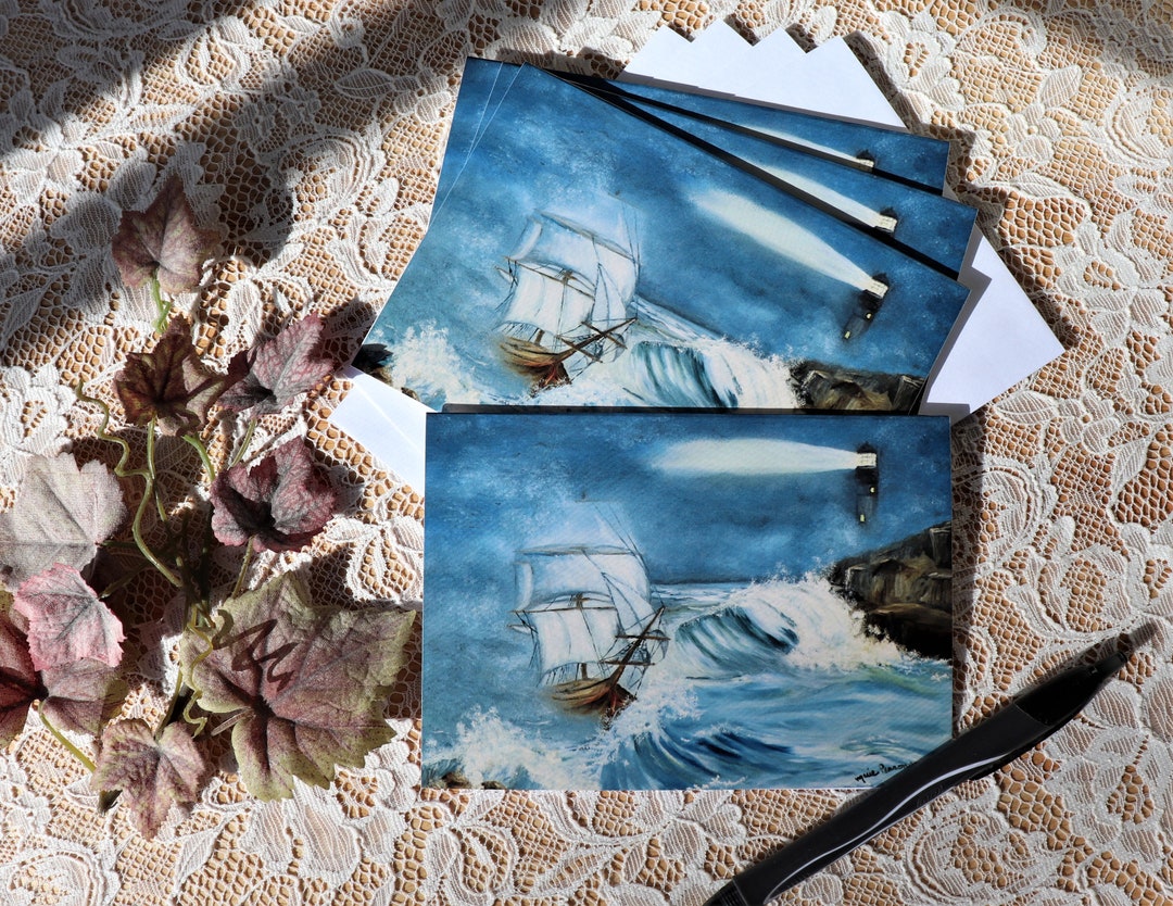 Ship Note Cards, Note Cards of Art, A Set of 4 Note Cards - Etsy