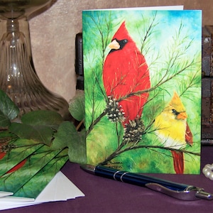 Cardinal Note Cards, Cardinal Stationary, A Set of 4 Cards - Etsy
