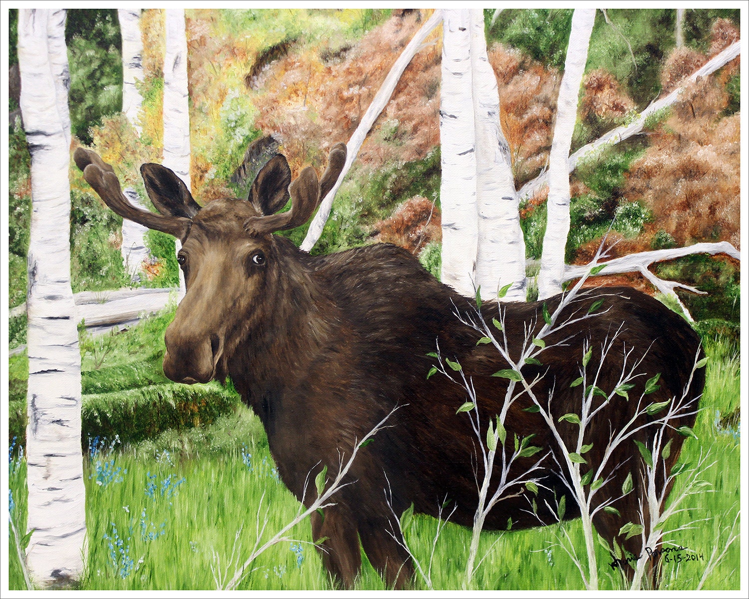 Moose Painting, Wildlife Painting, Original Oil Painting on Canvas 16in ...