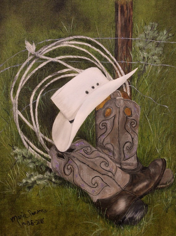 Cowboy Hat And Boots Painting